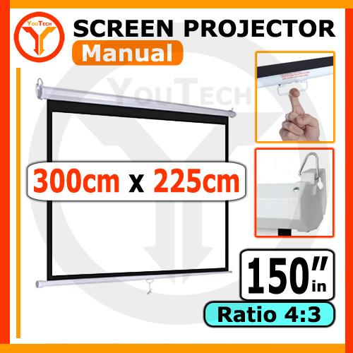 Jual Screen Projector Manual 150" ratio 4:3 - Layar Proyektor Gantung ...