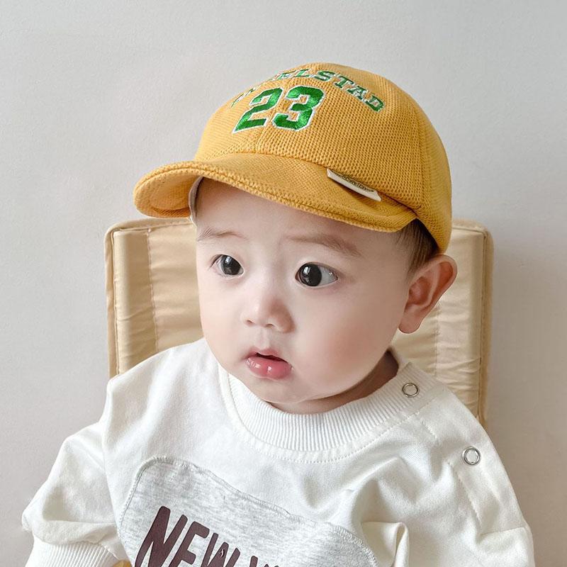 Letter Embroideried Baby Baseball Cap Solid Color Soft Brim Cotton ...