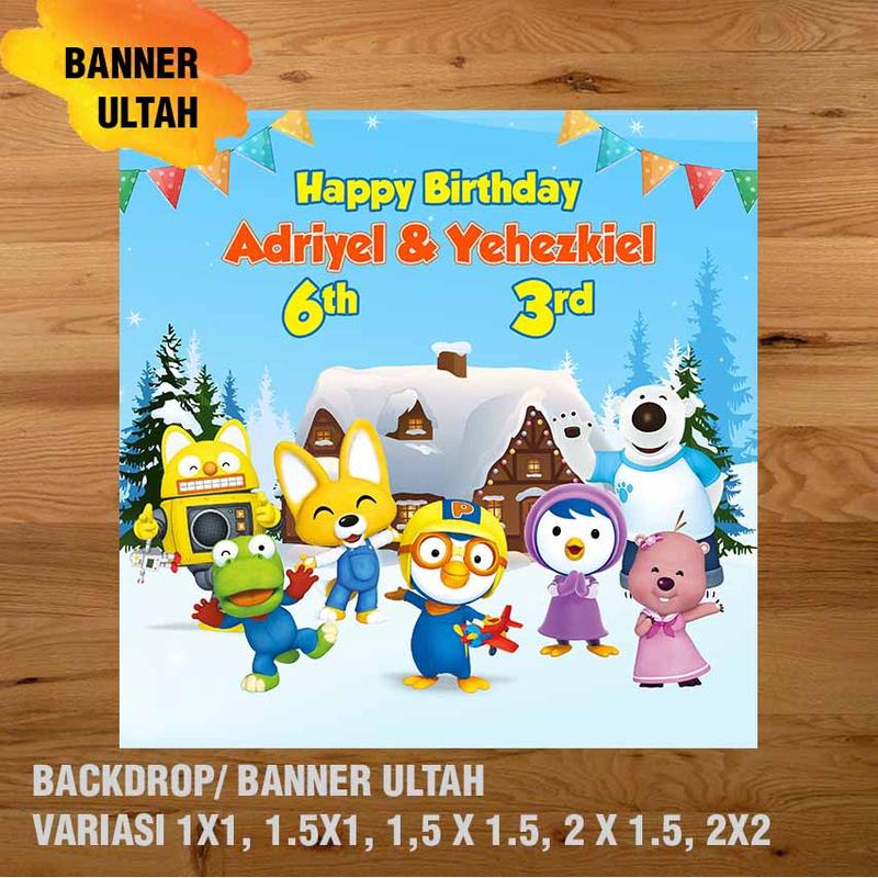 PORORO BANNER ULTAH, ULANG TAHUN ANAK Spanduk Ultah anak - Shop | Tokopedia
