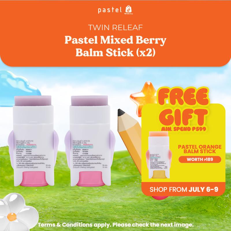 Pastel Balm Stick in Mixed Berry Scent Bundle of 2 (Twin Releaf ...