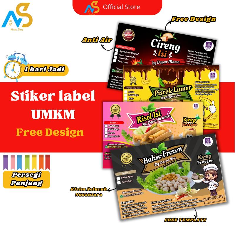 Stiker UMKM Label Makanan Frozen Food Cireng Risol Ayam Ungkep Ayam ...