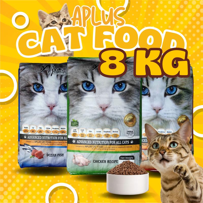 APLUS Cat Food 8KG Fish & Chicken/Ocean Fish 8KG Makanan Kuching ...