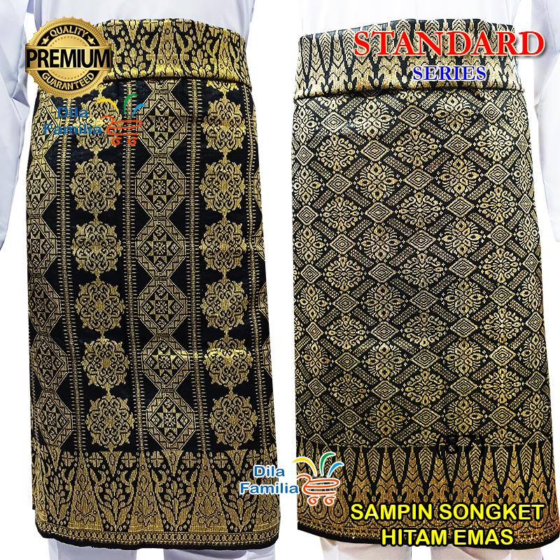 Sampin Songket Tenun Siap Jahit 2 Meter Samping Exclusive Hitam ...