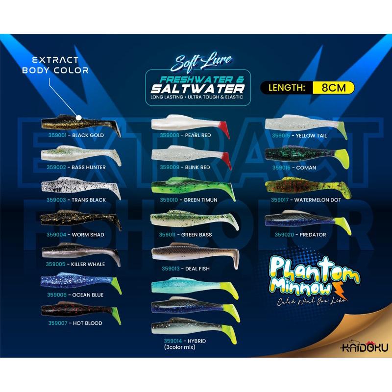 Soft Plastic phantom minnow 8cm KAIDOKU (6ps) 6cm (8ps), fishing kolam ...