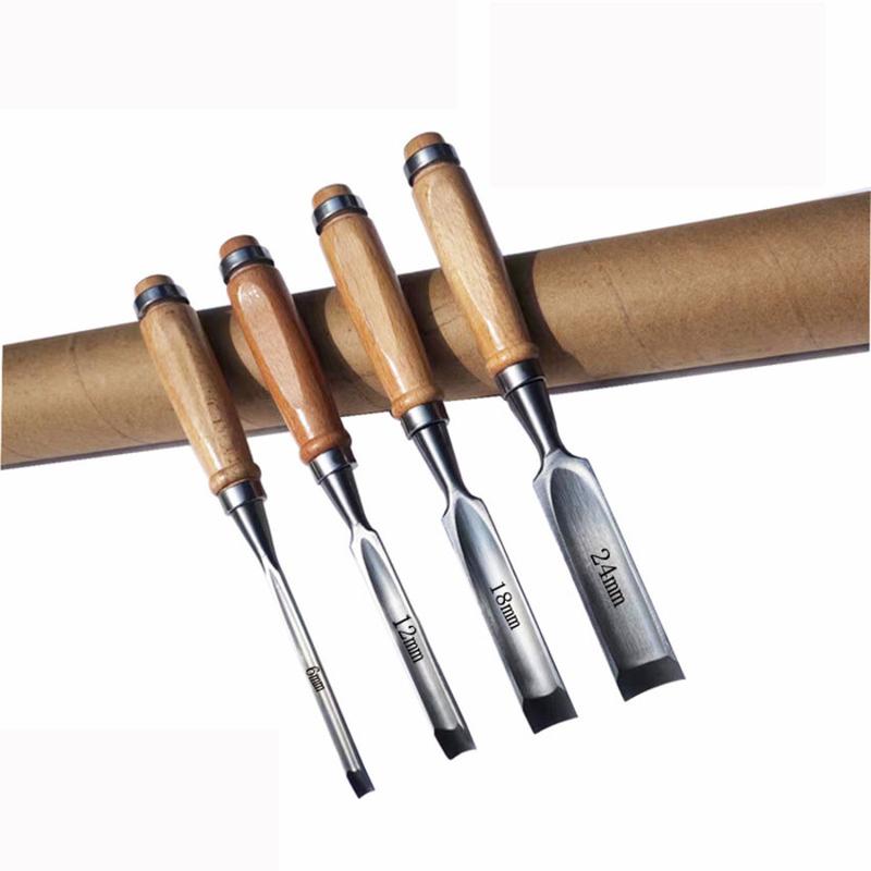 4PCS Woodworking Carving Chisel Kit Carpentry Flat Chisel Woodcut ...