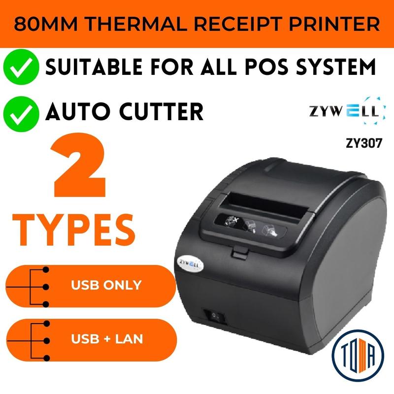 Zywell ZY307 Thermal Receipt Printer 80mm (USB / USB + LAN) POS ...