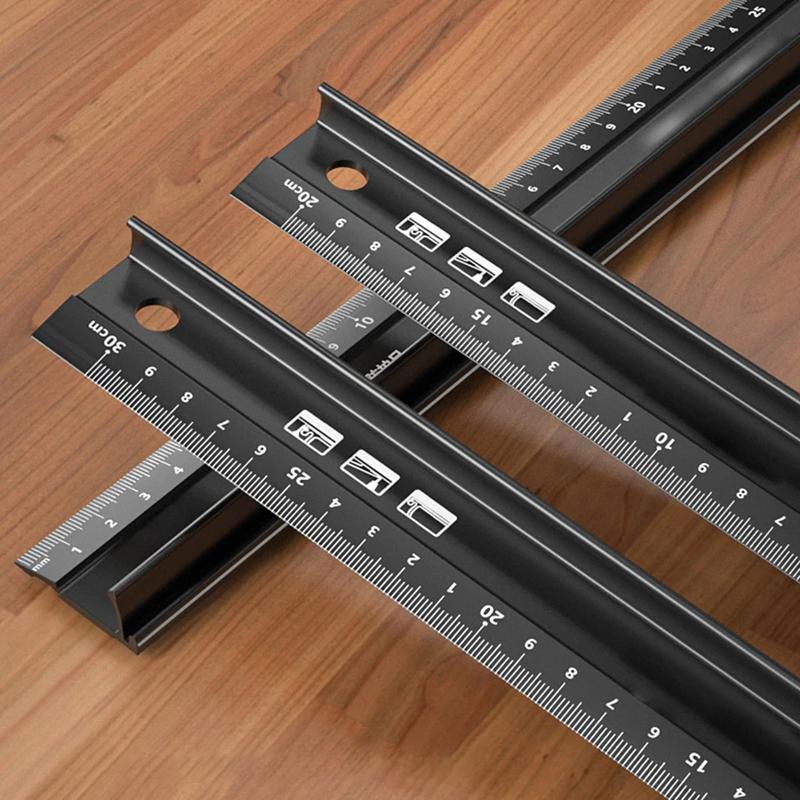 20/30/45cm Multifunctional Aluminum Alloy Straight Ruler Non-slip ...