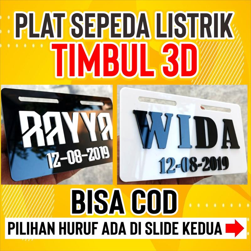 PLAT SEPEDA LISTRIK TIMBUL 3D VIRAL CUSTOM SUKA SUKA - Shop | Tokopedia