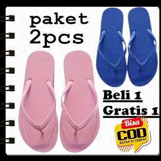 PROMO BELI 1 GRATIS 1 Sandal Jepit Wanita Polos Flip Flop TERMURAH - Shop | Tokopedia