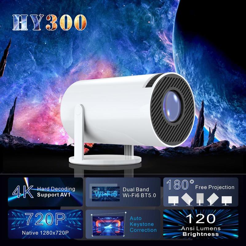 HY300 Portable Projector 4K High Definition with Audio Wireless ...