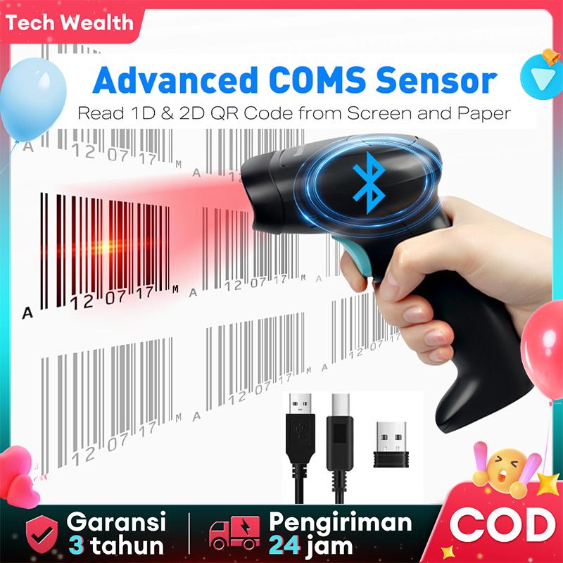 【TikTok 100% authentic】Barcode Scanner Wireless Bluetooth Barcode ...