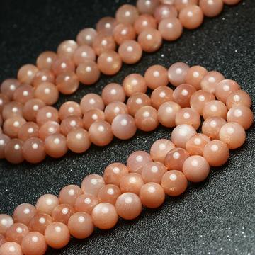 Manik Sunstone, Warna Oren, Bentuk Bulat, 4-10mm, Diperbuat daripada ...