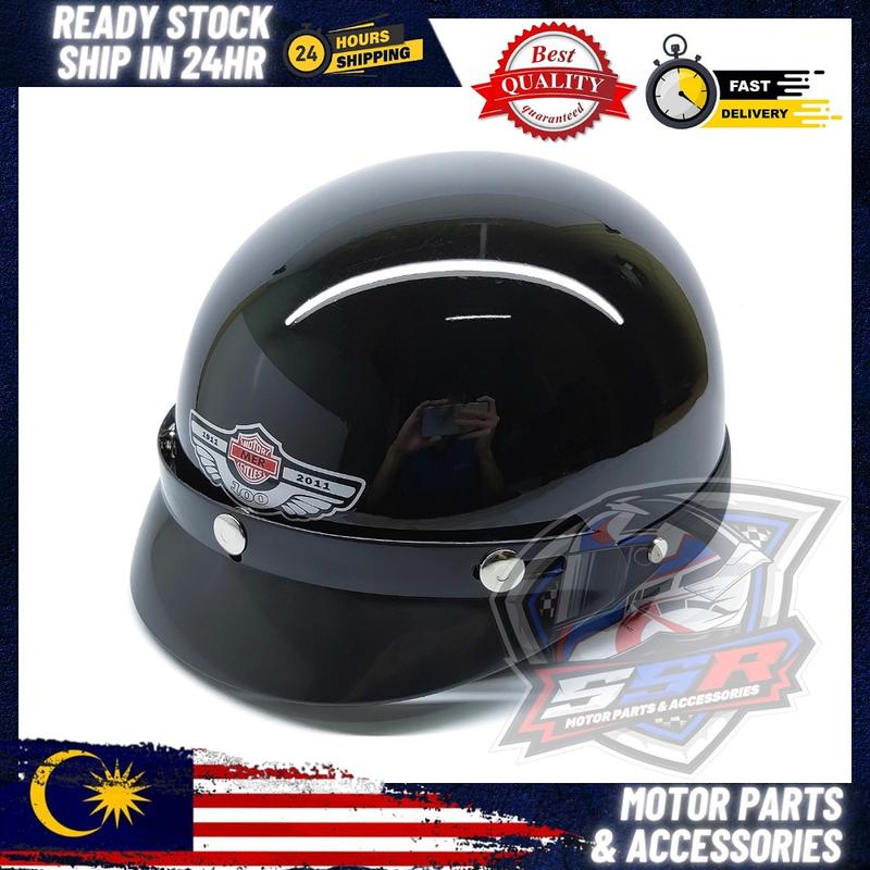MOTORCYCLE HALF CUT HELMET [MER] COLOUR (BLACK) WITH VISOR CAP - TikTok ...