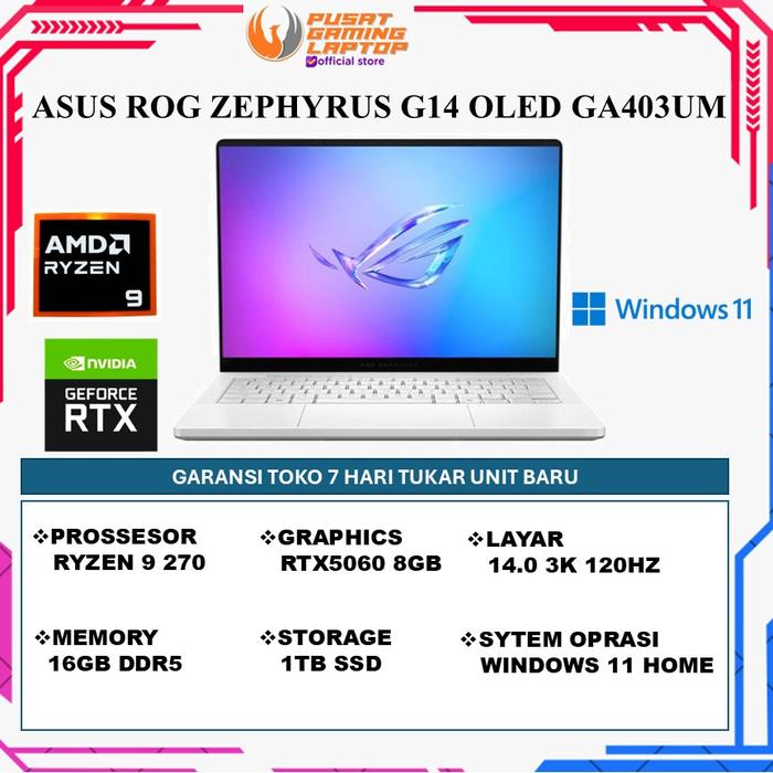 Promo ASUS ROG ZEPHYRUS G14 OLED GA403UM RYZEN 9 270 RTX5060 8GB/ 16GB ...