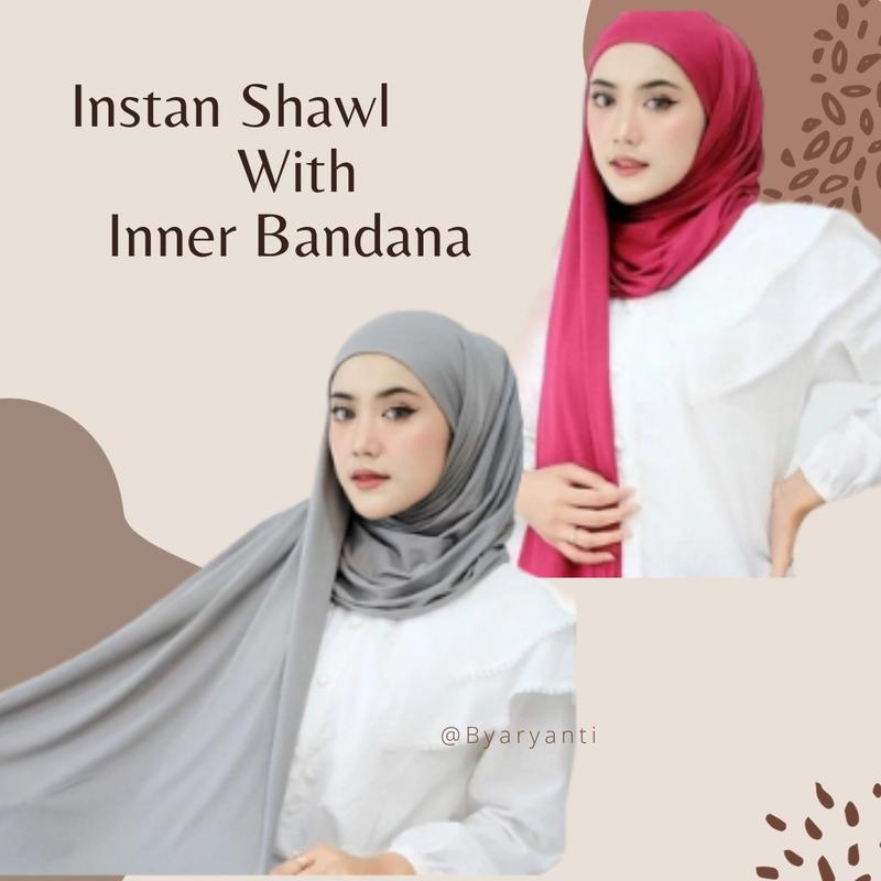Instant Shawl With Inner Bandana Ironless Casual - TikTok Shop Singapore
