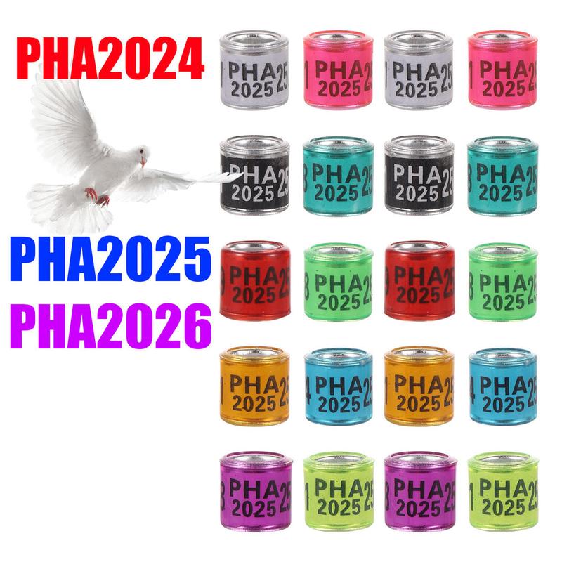 20 Pcs PHA 2024/2025/2026 Pigeon Foot Ring Pigeon Word with Number ...