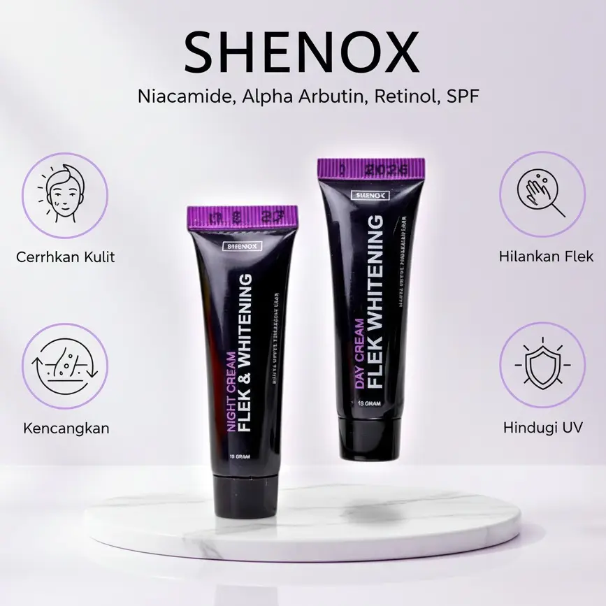 Shenox Skincare Salep Day & Night Flek Whitening Resmi BPOM Cream Siang ...