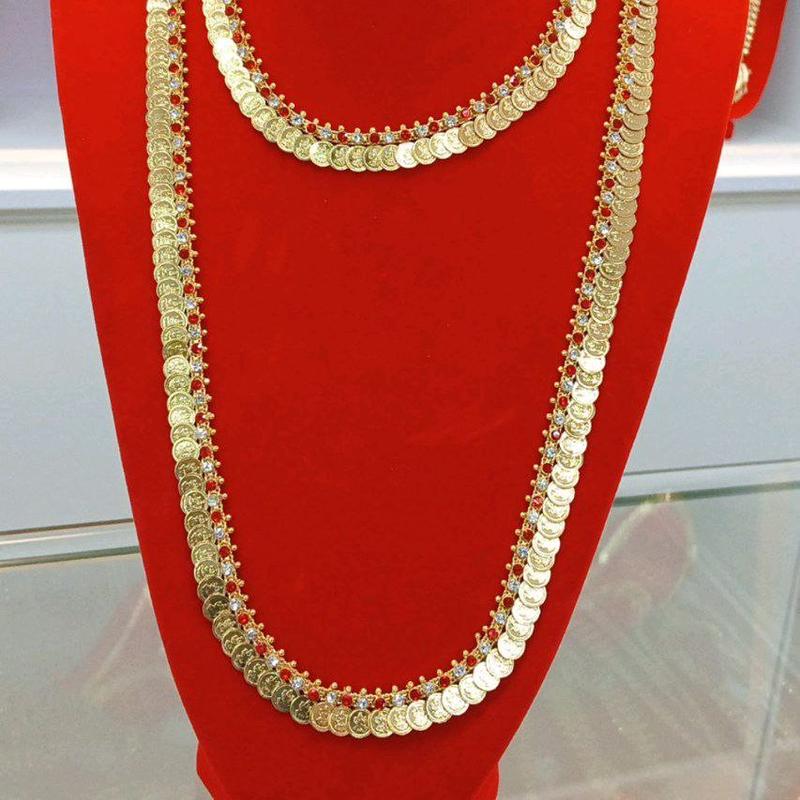Mini coins size Red white stone kasu malai Electro plated no - TikTok ...