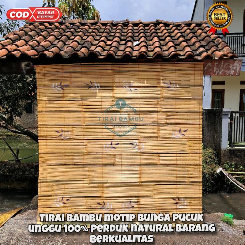 TIRAI BAMBU GULUNG MOTIP BUNGA PUCUK UNGGU UKURAN 2M X 2M FREE - Shop ...