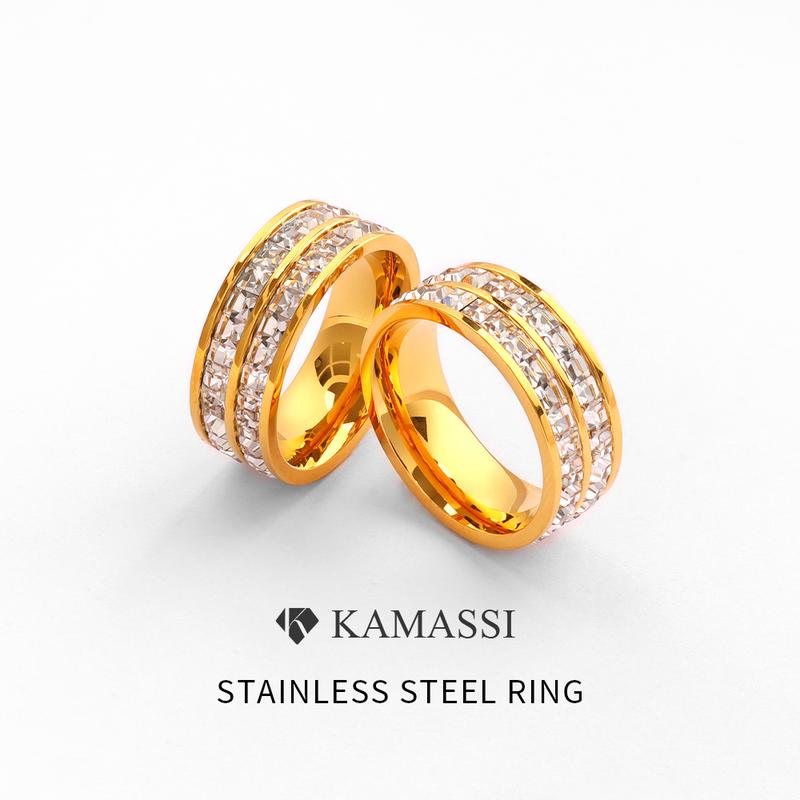 KAMASSI Stainless Steel Single and Double Layer Rings Hypoallergenic ...