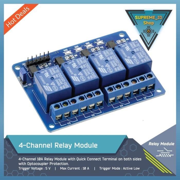 4-Channel 5V Relay Module Optocoupler Protection Arduino Raspberry ...