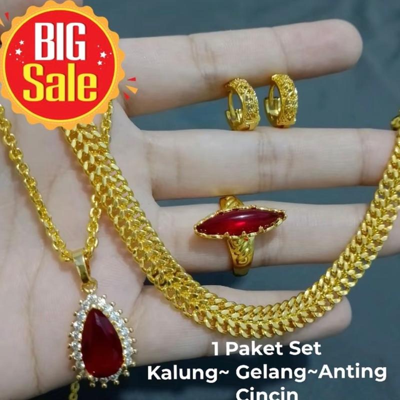 SET PERHIASAN TITANIUM MERAH MATA CANTIK WANITA DEWASA - Shop | Tokopedia
