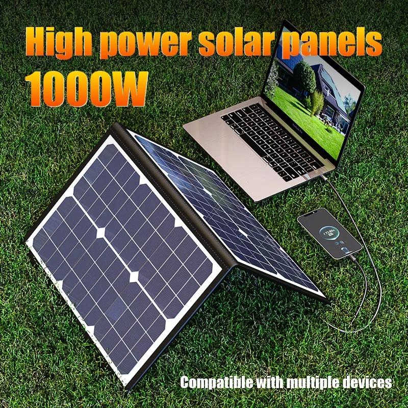 50W-1000W Solar Panel Kit Complete Camping Foldable Solar Power ...
