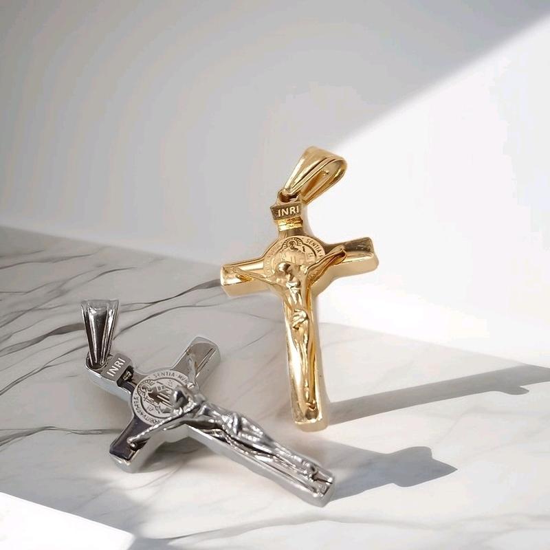 Liontin salib Katolik Benedictus Silver Gold Stainless - Shop | Tokopedia