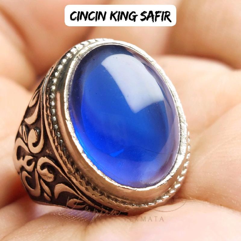 Cincin Batu King Safir Royal Blue Sapphire Dim 18mm Rings Akik Alpaka ...