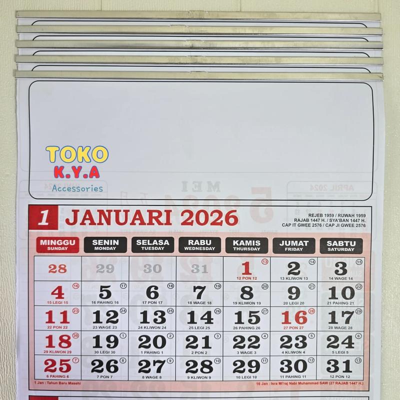 KALENDER DAUR ULANG DWI BULAN TAHUN 2026 UKUIRAN 44 X 31 CM TAHUN 2026 ...