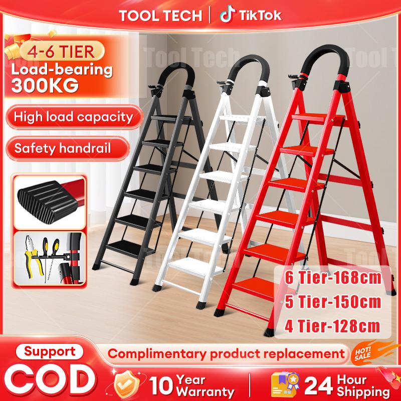 Home Ladder 4/5/6 Tier Load 300KG Heavy Duty Foldable Household ...
