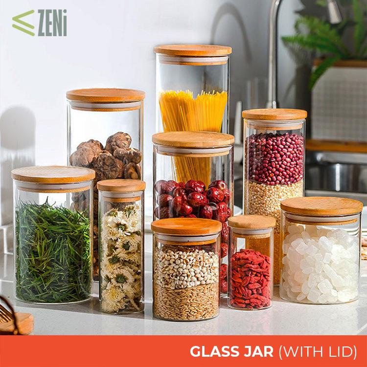 ZENi Glass Jar With Lid | Spice & Food Ingredient Jar Container ...