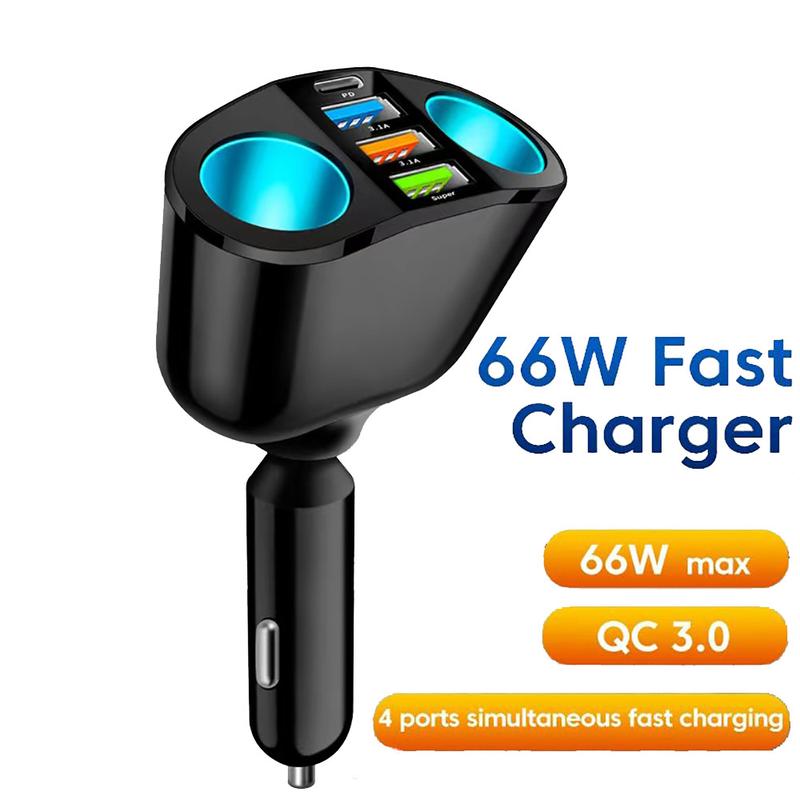 360° Rotation Multi-Port 66W 3U+1C QC3.0 USB Car Charger Typ - TikTok ...
