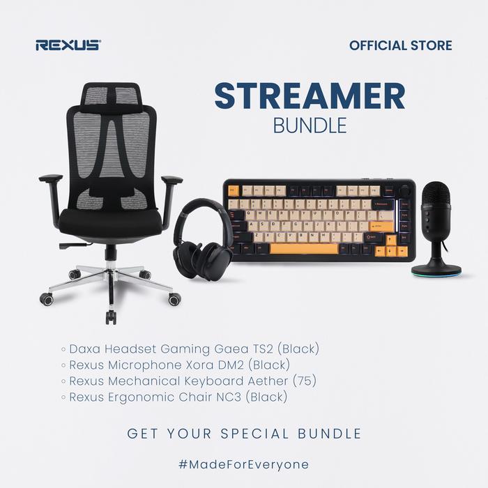Promo Rexus Streamer Bundle - Kursi Kantor Ergonomic & Keyboard Headset ...