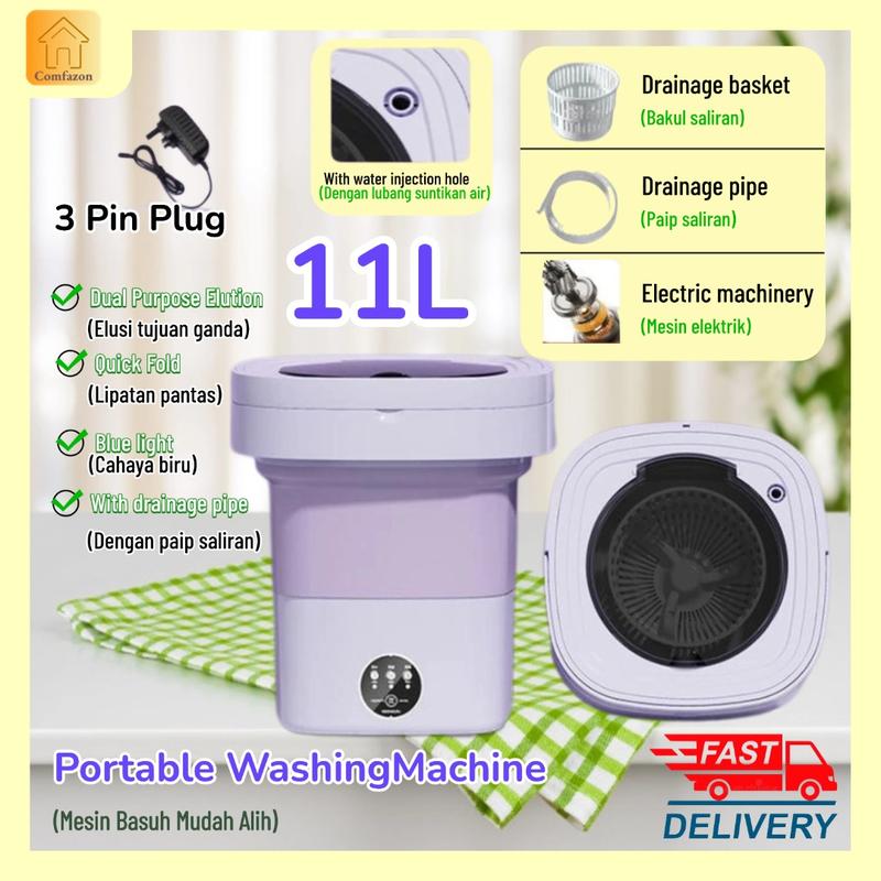 Mesin Basuh Mini 11L Lipat Portable Laundry Washer with Drain - TikTok ...