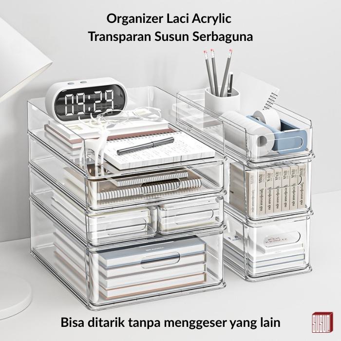 Jual Organizer Laci Acrylic Transparan Susun - Storage Box Desktop ...