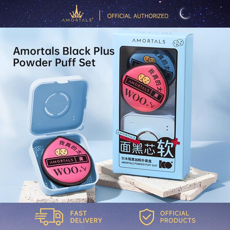 AMORTALS Black Plus Puff Set with Container Makeup Sponge Powder ...