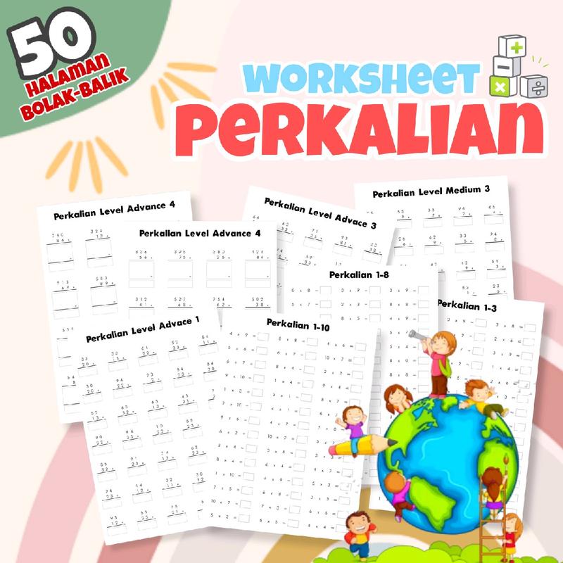 Lembar Kerja Matematika Anak SD Perkalian - worksheet - Shop | Tokopedia
