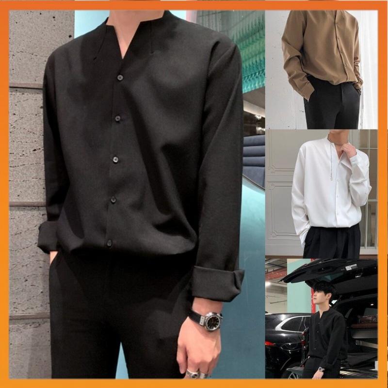 Kemeja Putih untuk Lelaki, Lengan Panjang, Fesyen Korea, Kolar - TikTok ...