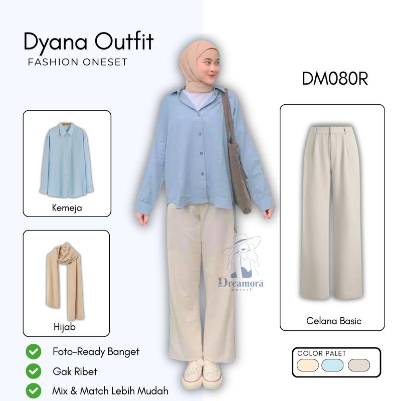ootd one set outfit ( Kemeja Soft Blue + Celana Basic + Hija - Shop ...
