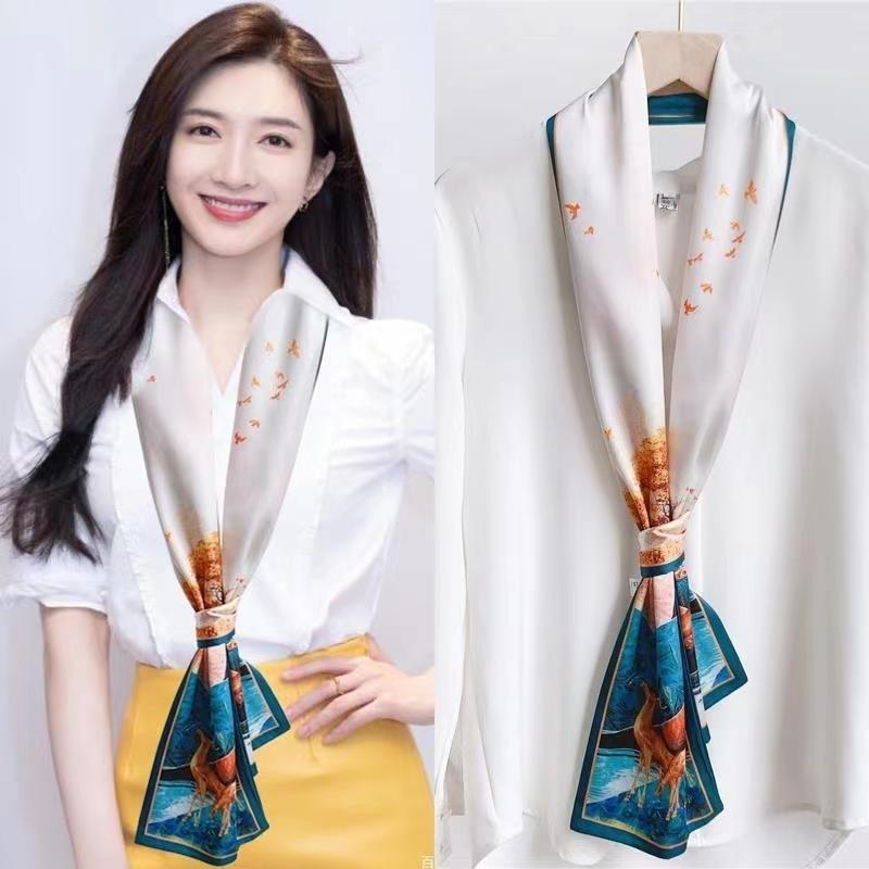 New ribbon small scarf imitates silk, fashionable and versatile ...
