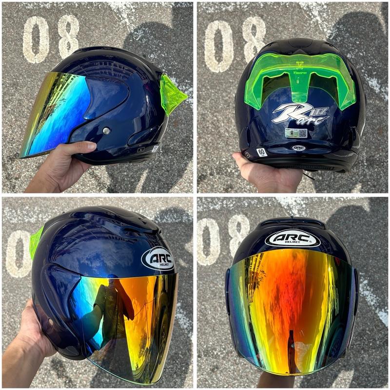 COMBO SET HELMET ARC RITZ NAVY BLUE SPOILER NEON YELLOW VISO - TikTok ...