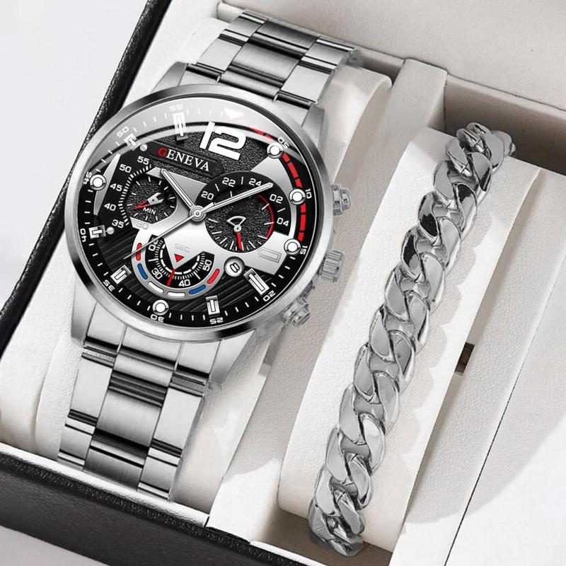 Set Jam Tangan Fesyen untuk Lelaki, Jam Tangan Kuarza Keluli - TikTok ...