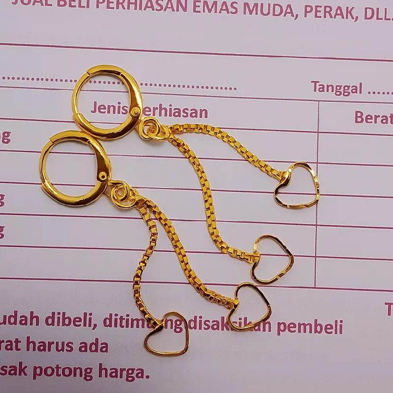 (TERLARIS) anting love emas muda 2gram cantik elegan mewah free - Shop ...