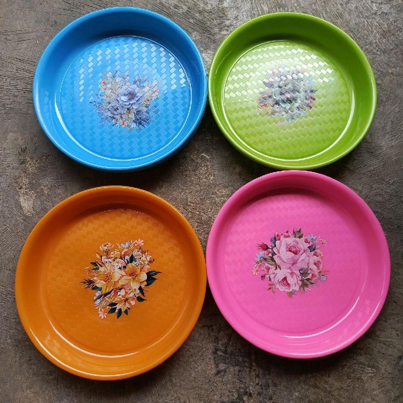 3 PCS Nampan Bulat Plastik Warna Sunrise - Kitchenware - Shop | Tokopedia