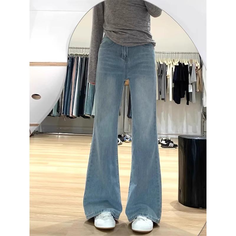 High-waist Jeans flare warna Biru muda wanita 2025 gaya baru musim semi ...