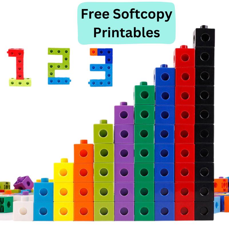 [100pcs + Activity Cards] Math Linking Cubes Number Blocks Building ...