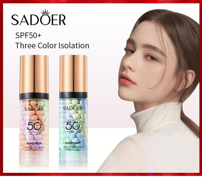 SADOER TRICOLOUR SUNSCREEN SPF 50 ISOLATION, WATERPROOF CAN BE USED AS ...