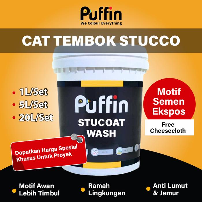 Jual Cat Stucco Puffin Stucoat Wash (Cement Expose) - Light Beige, 20L ...