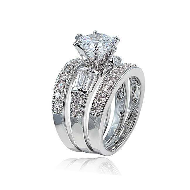 Women Bling Princess Cut Cubic Zirconia Three-piece Ring Set - TikTok ...